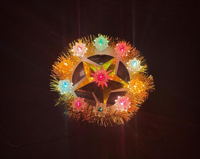Vintage Christmas Gold Star Wheel Tree Topper - Etsy