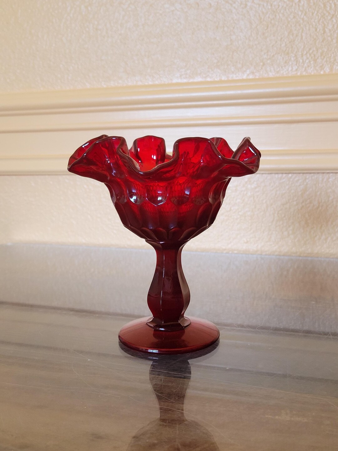 Vintage Fenton Ruby Red Compote - Etsy