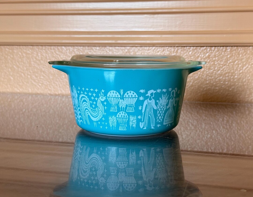 Vintage Pyrex Butterprint 473 Teal Casserole Dish - Etsy
