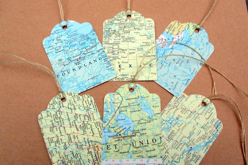 Set of 25 Map Tags Travel Theme Wedding Bridal Shower Tags | Etsy