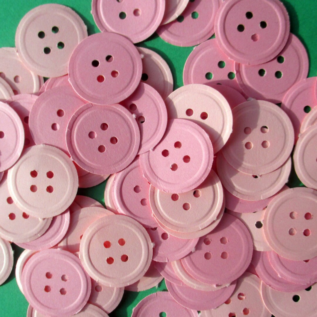 Baby Shower Decorations Girl, Pink Button Confetti, Embossed Buttons ...