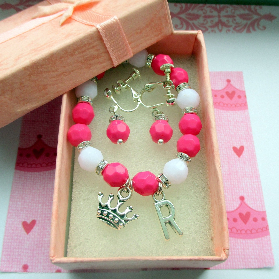 Pink Princess Bracelet Personalized Princess Jewelry Little - Etsy