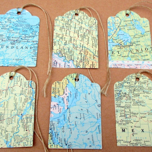 Vintage Map Gift Tags World & Atlas Map - Etsy