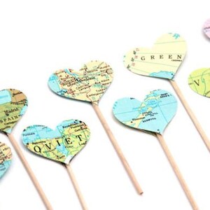 Travel Theme, Cupcake Toppers, Vintage Map Cupcake Wrappers, Bridal ...