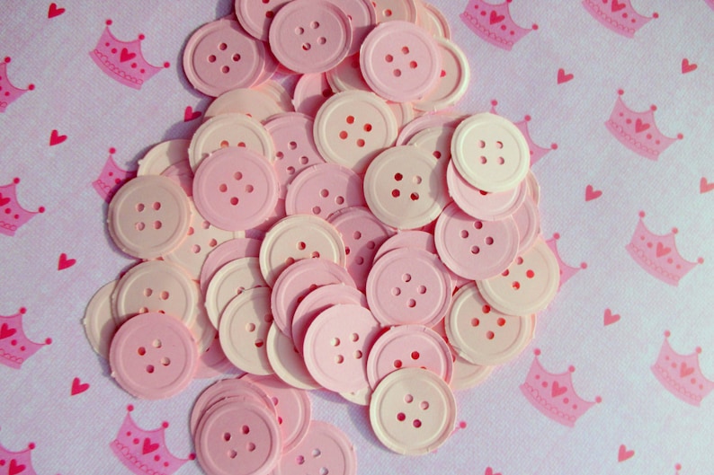 Baby Shower Decorations Girl, Pink Button Confetti, Embossed Buttons ...