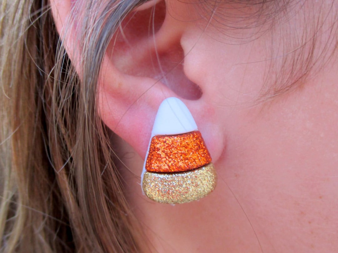 Candy Corn Earrings, Halloween Jewelry, Fall Earrings, Kid Clip on ...