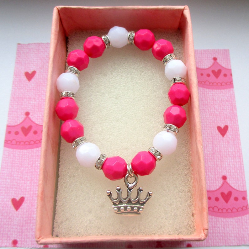 Pink Princess Bracelet, Personalized Princess Jewelry, Little Girls ...