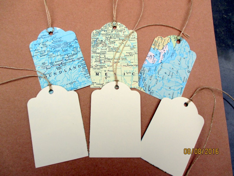 Set of 25 Map Tags Travel Theme Wedding Bridal Shower Tags | Etsy