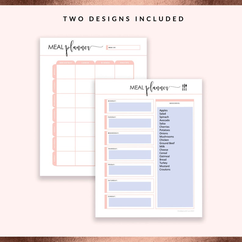 Editable Meal Planner Menu Planner Printable Fill in PDF Shopping List ...