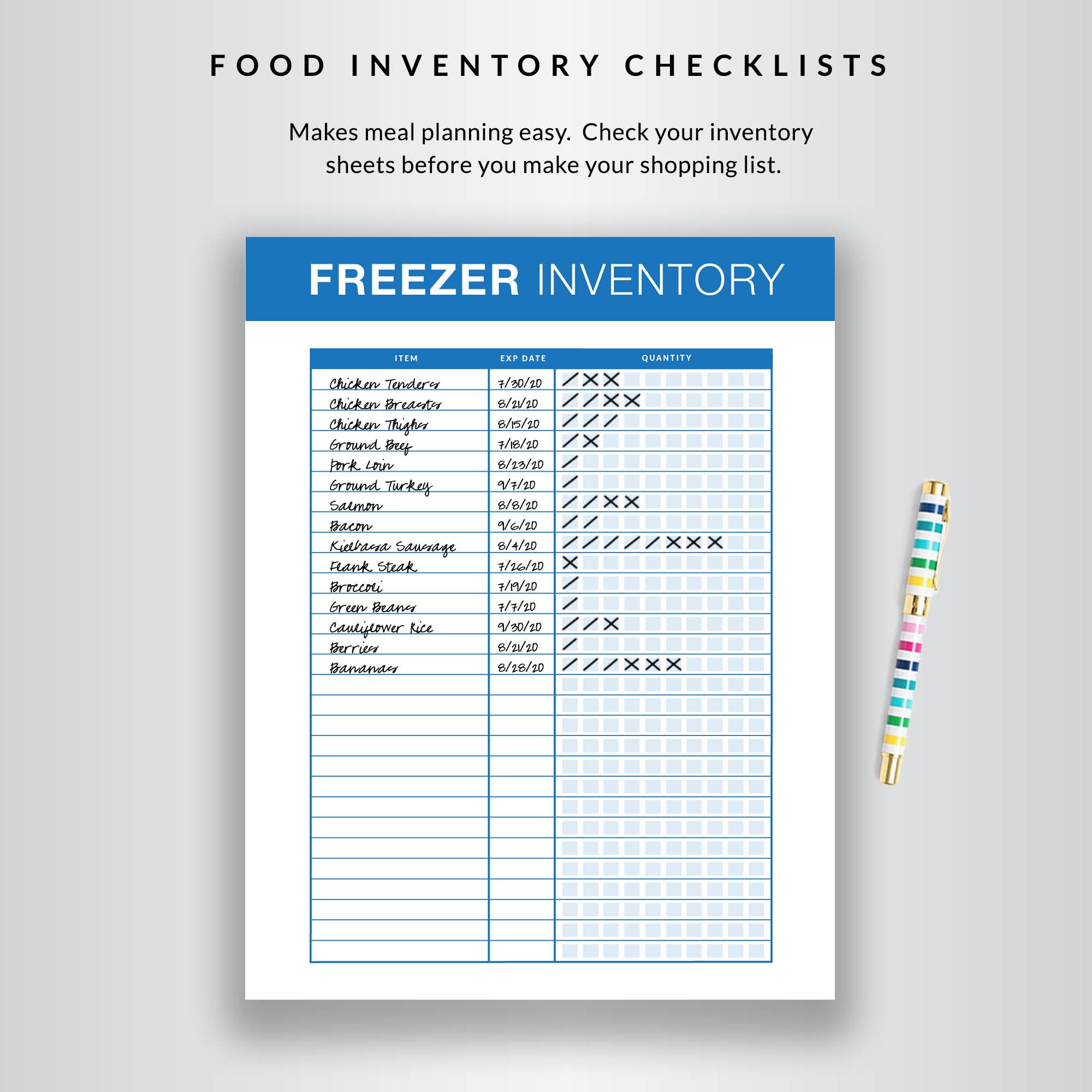 Printable Kitchen Inventory | Inventory Tracker | Pantry Inventory ...