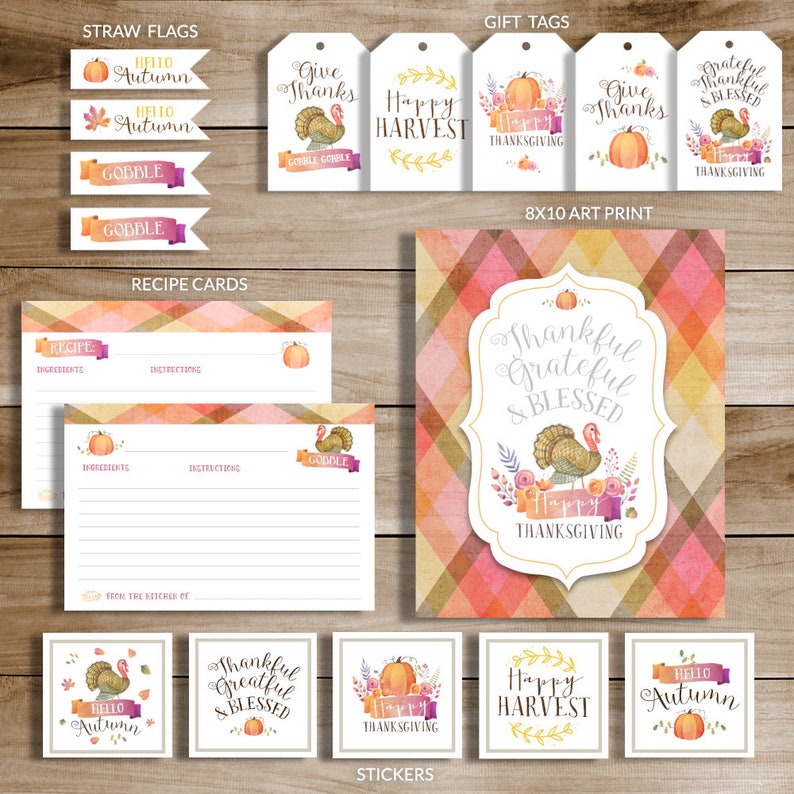 Plaid, Harvest, Thanksgiving, Party Pack, Party Printables, Wine Labels ...