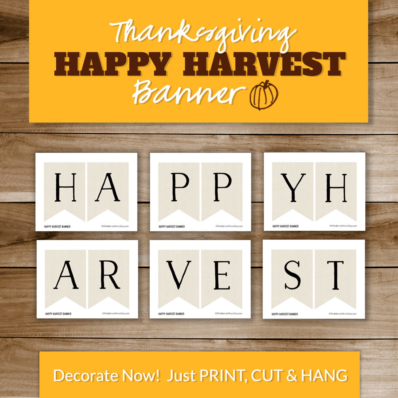 Happy Harvest Banner, Fall Party, Pumpkins, Home Decor, Thanksgiving ...