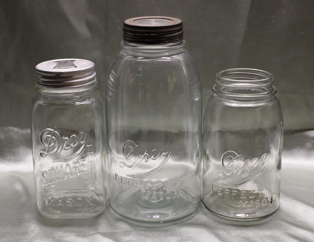Set of 3 Collectible Drey Canning Jars One is Square - Etsy