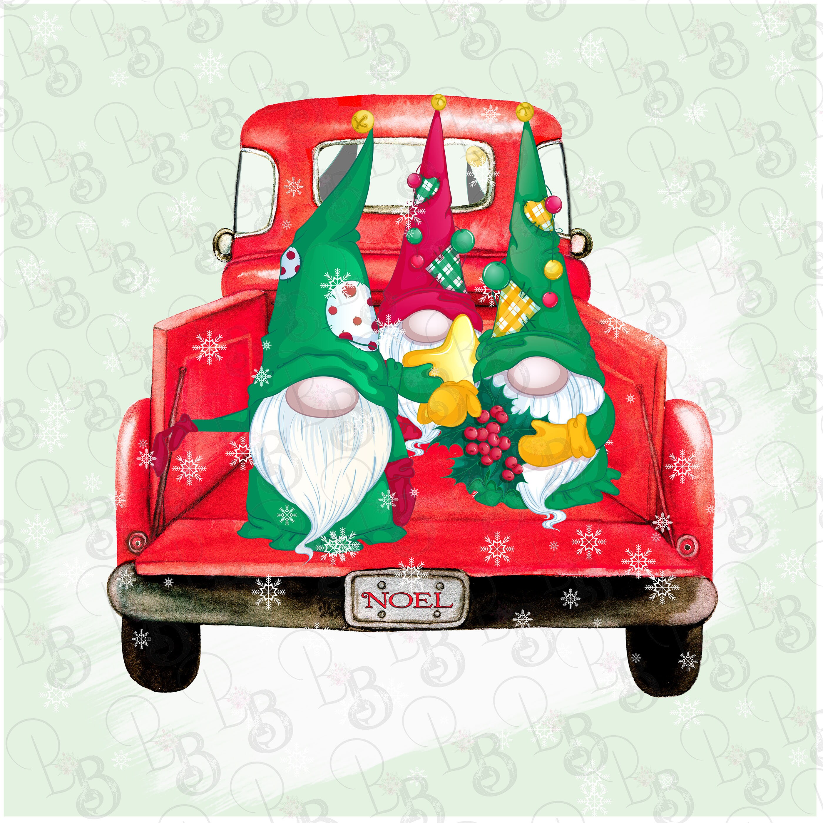 Christmas Gnomes in a Red Truck PNG Clipart Instant Download | Etsy