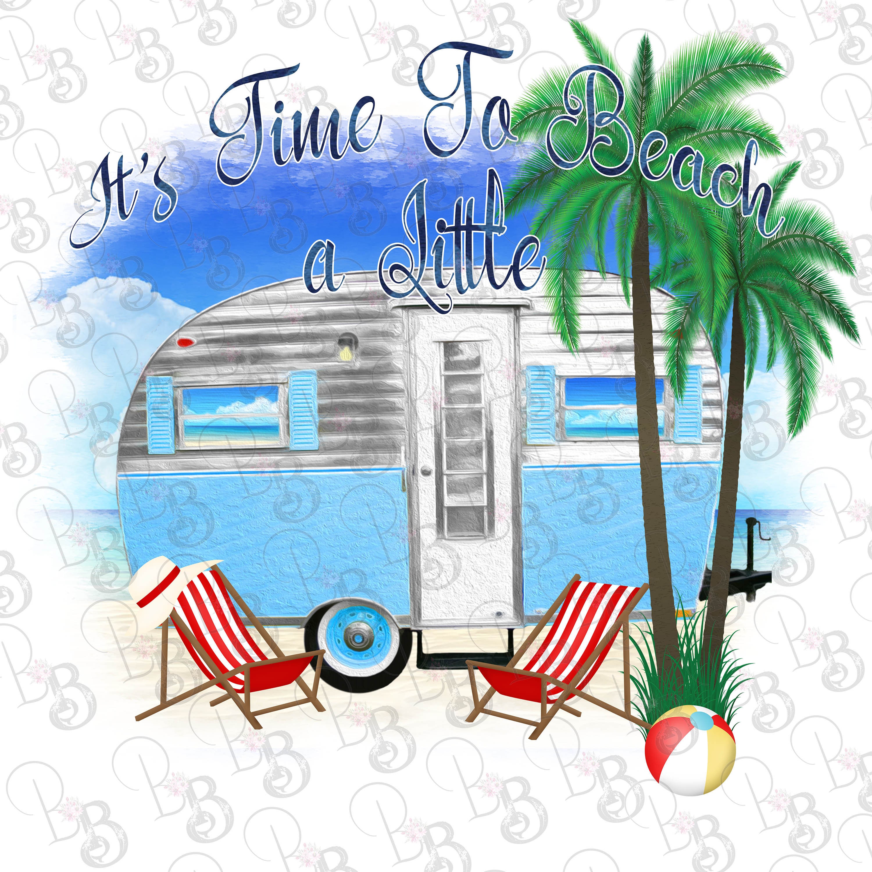 Beach Camper PNG Retro Vintage Trailer Clipart Instant | Etsy