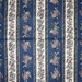 Vintage Muted Red and Blue Floral on Blue and Cream Stripes 1 1/2 Yards ...