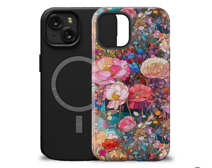 Magsafe Compatible Cute Stained Glass Floral Phone Case for iPhone 15 ...