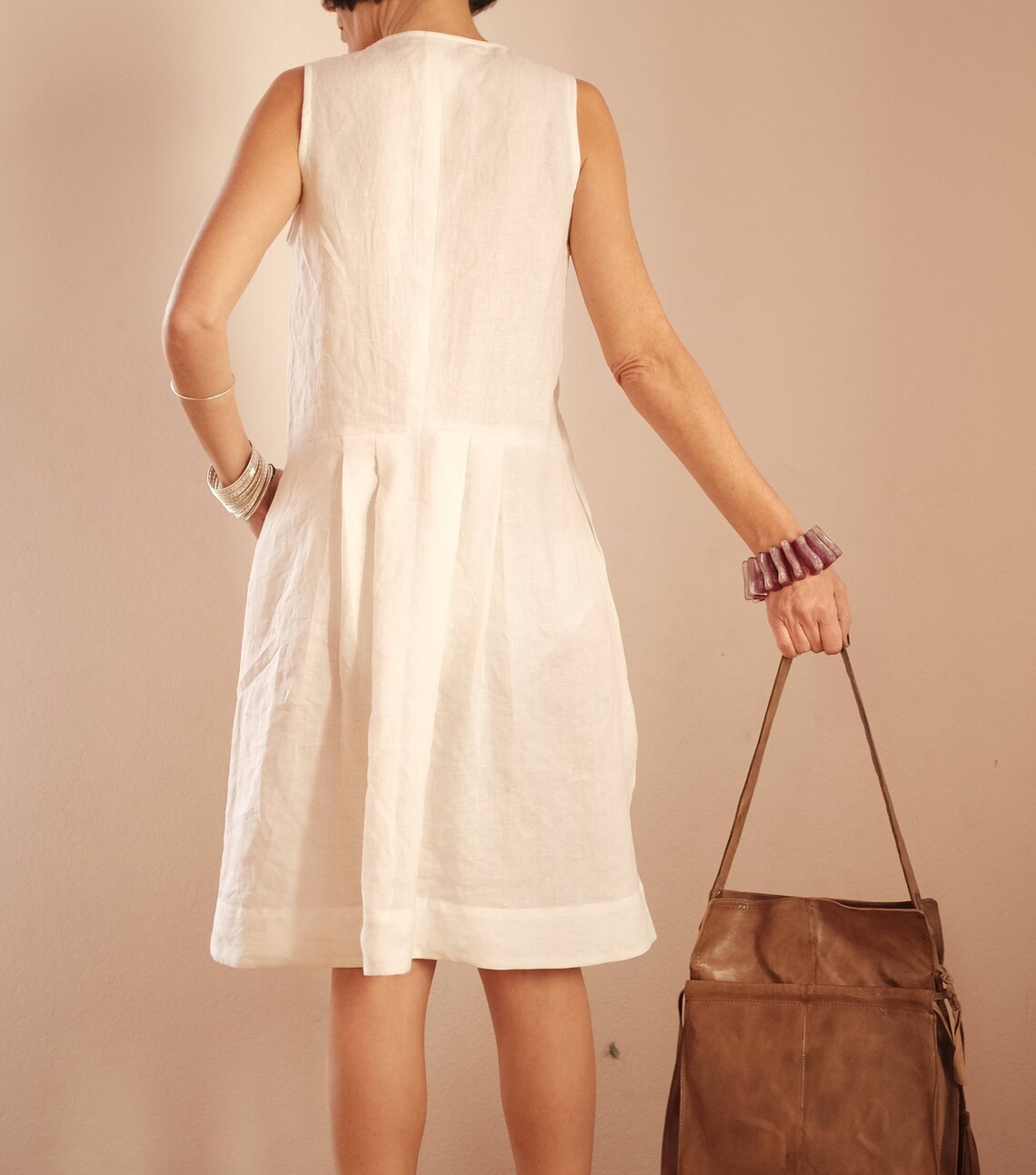 Linen Dress White Linen Tunic Linen Sundress Sleeveless - Etsy