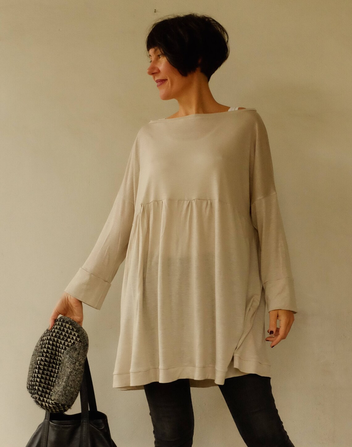 Maxi Wool Tunic Womens Sweater Oversized Wool Top Large Sweater Plus ...