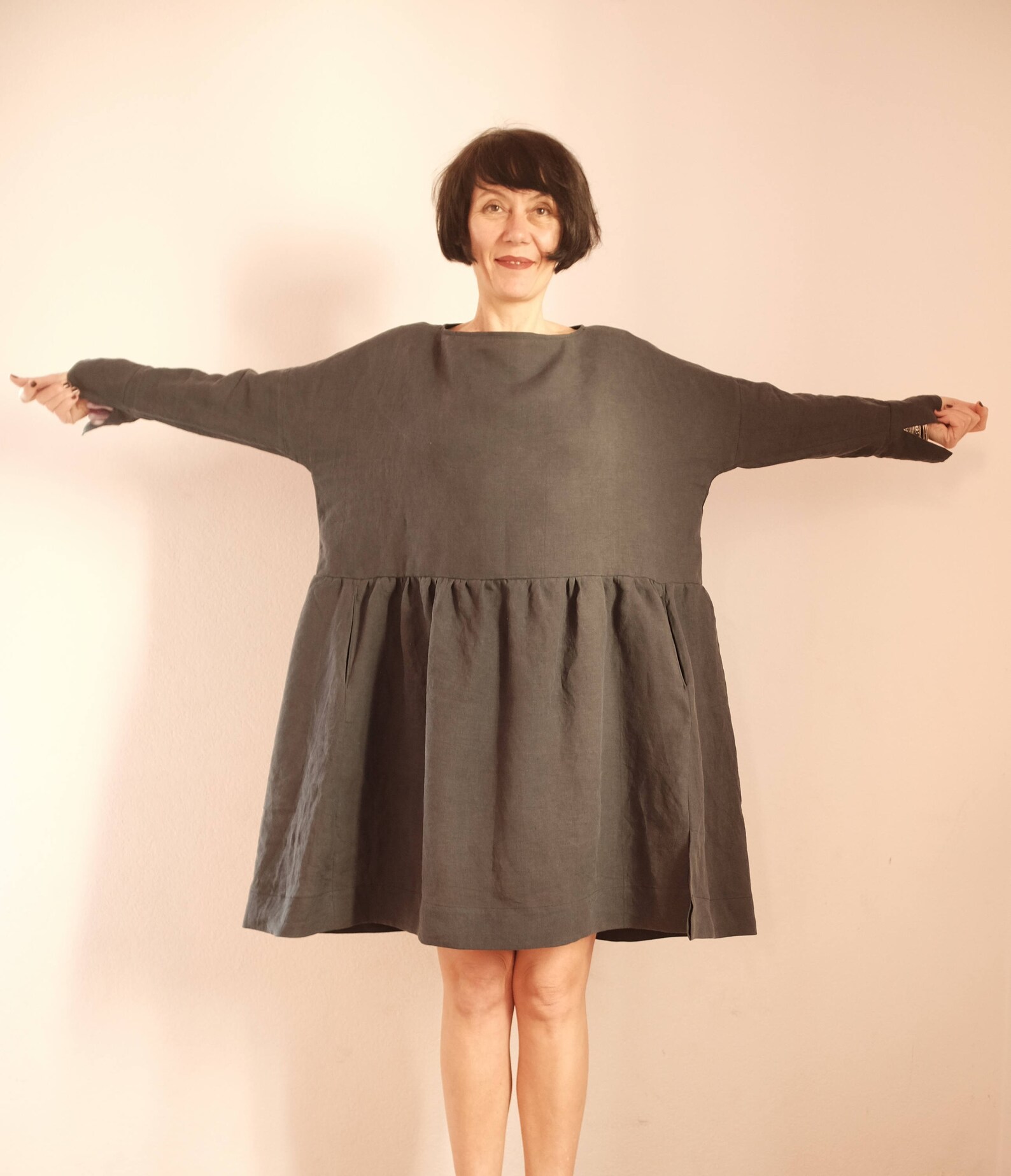 Loose Fitting Linen Dress Linen Dresses for Women Gray Linen Tunic ...