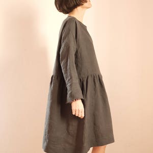 Loose Fitting Linen Dress - Linen Dresses for Women - Gray Linen Tunic ...