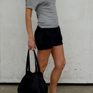 Gray Top Short Sleeves - Elasticized Grey Top - One Shoulder Top - Grey ...