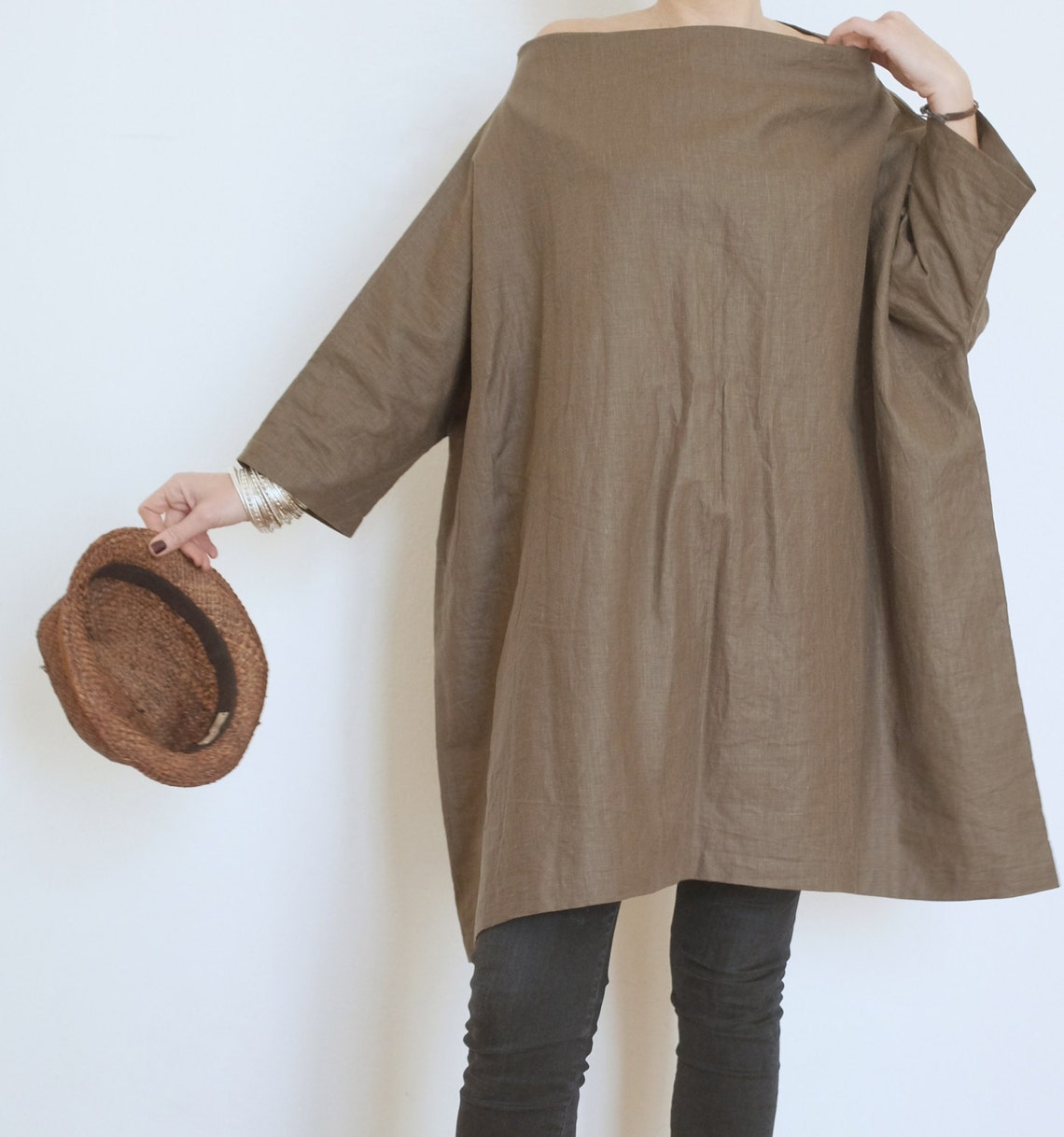 Linen Tunic Oversized Kaftan Linen Dress XXL Plus Size - Etsy Israel