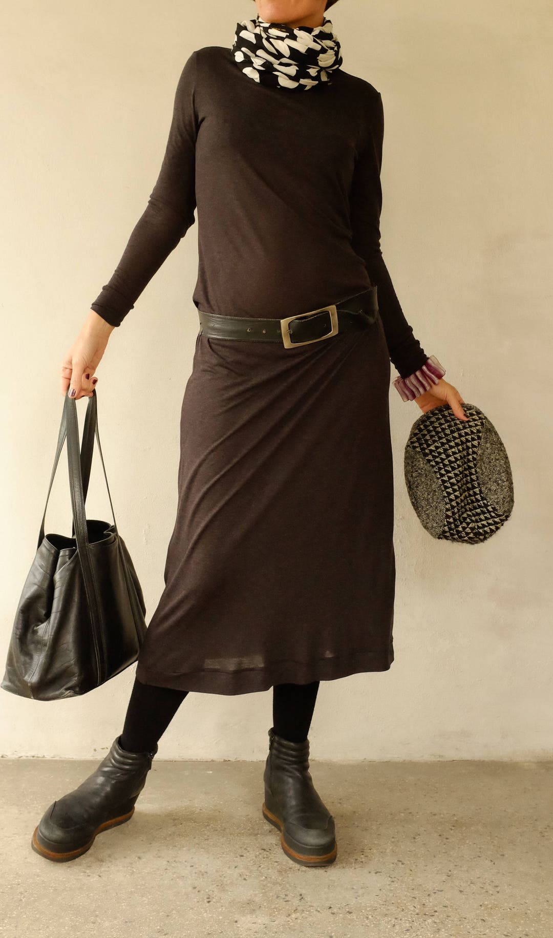Long Winter Dress - Maxi Tunic Dress - Charcoal Gray Dress - Long Wool ...
