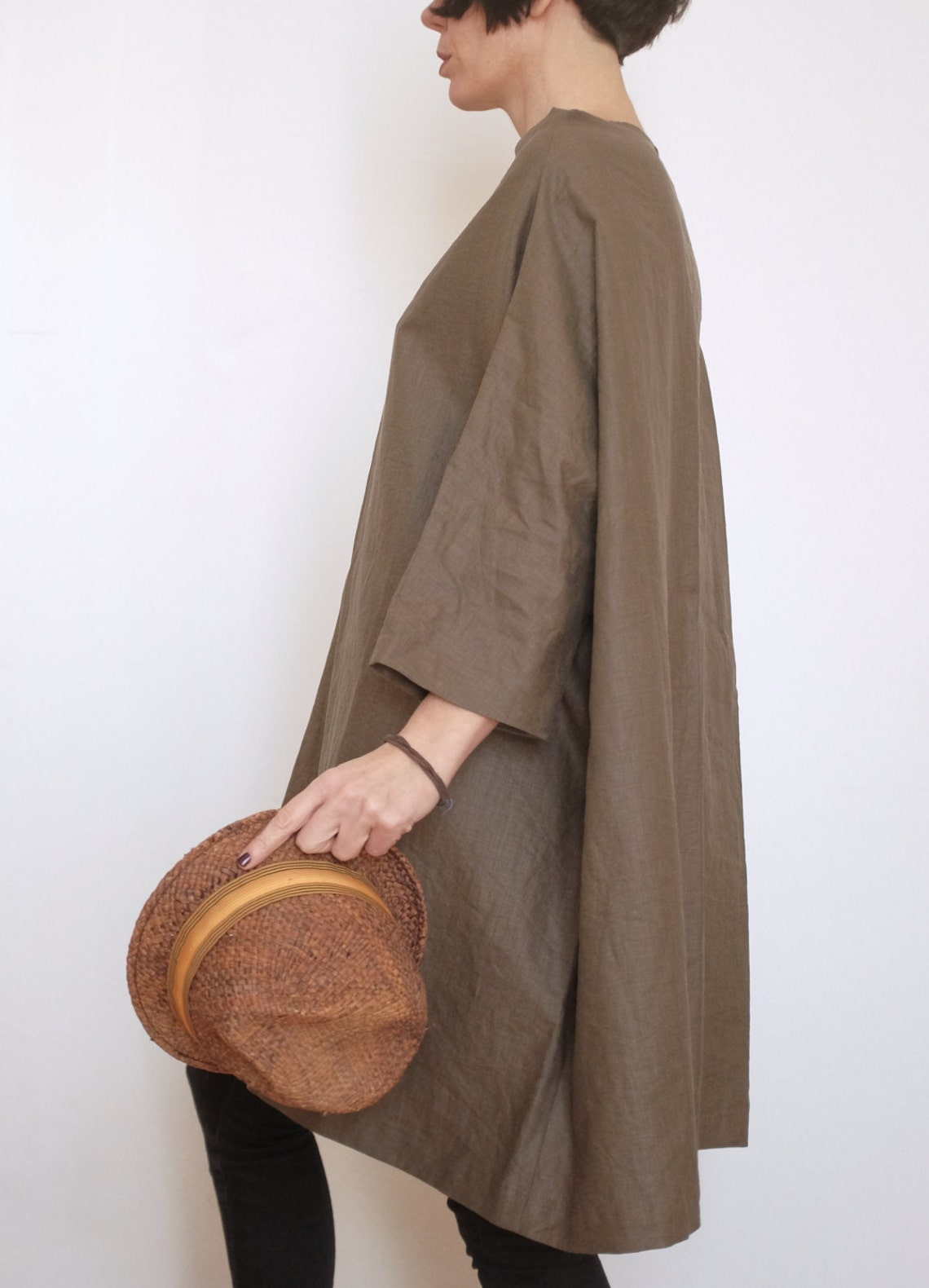 Linen Tunic Oversized Kaftan Linen Dress XXL Plus Size - Etsy Israel