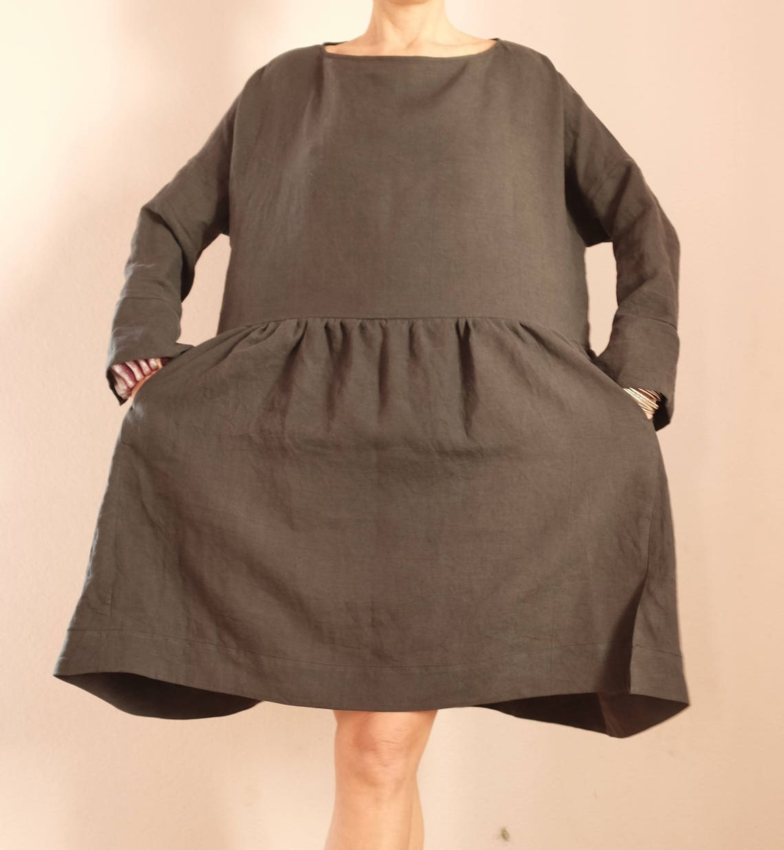 Loose Fitting Linen Dress Linen Dresses for Women Gray Linen Tunic ...