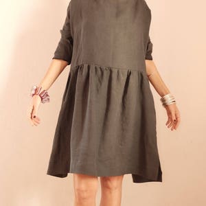 Loose Fitting Linen Dress - Linen Dresses for Women - Gray Linen Tunic ...