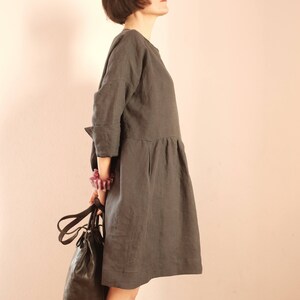 Loose Fitting Linen Dress Linen Dresses for Women Gray Linen Tunic ...