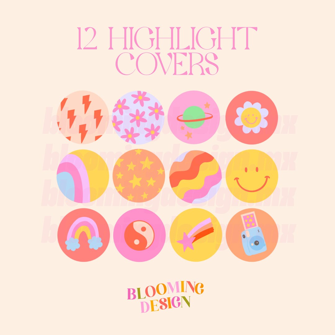 Groovy Happy Instagram Highlight Covers 12 Instagram Story - Etsy