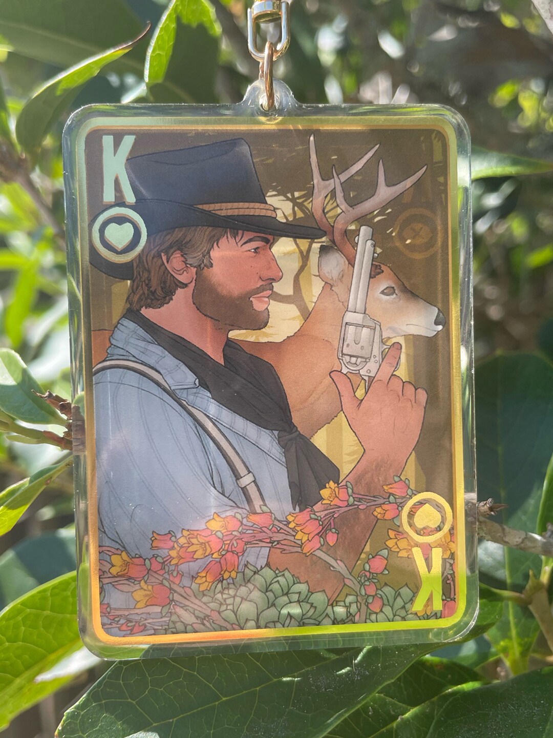RDR2 Arthur Morgan Gold Foil Playing Card Acrylic Charm - Etsy