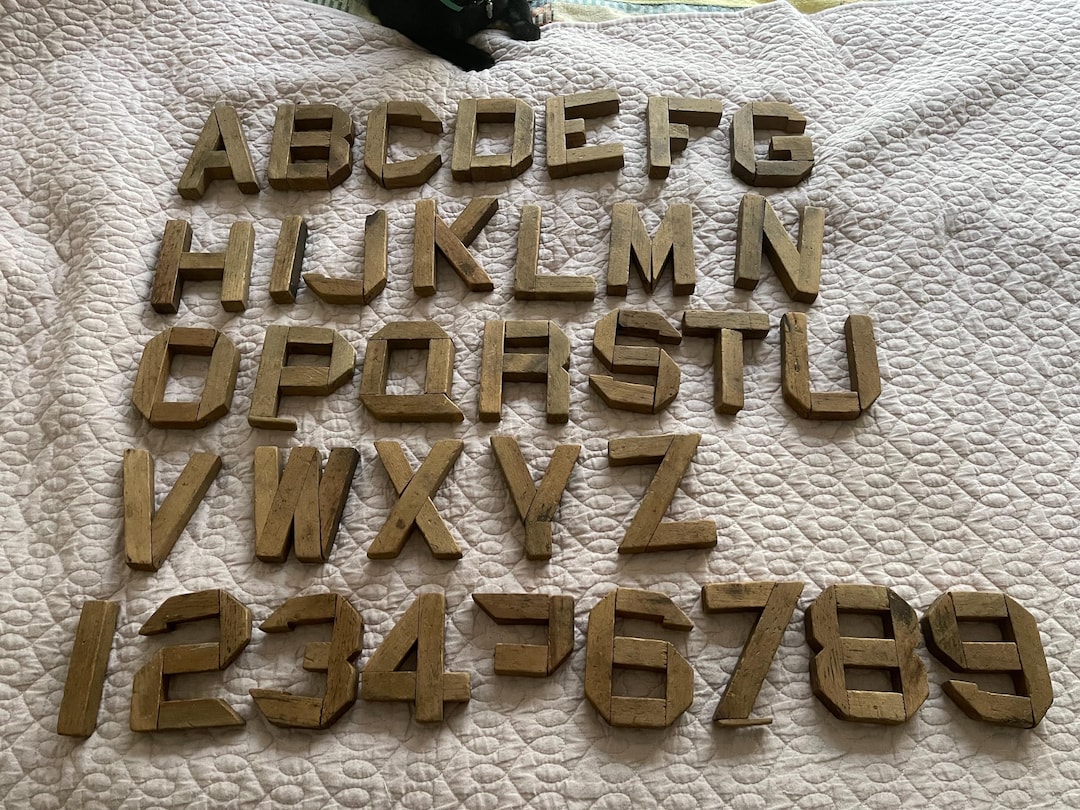 Antique Wooden Letters and Numbers Old Children Learning Toy - Etsy