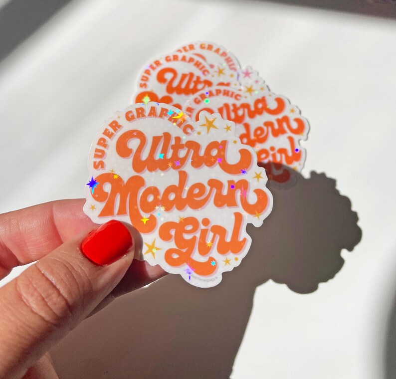 Super Graphic Ultra Modern Girl Sparkle Sticker - Etsy