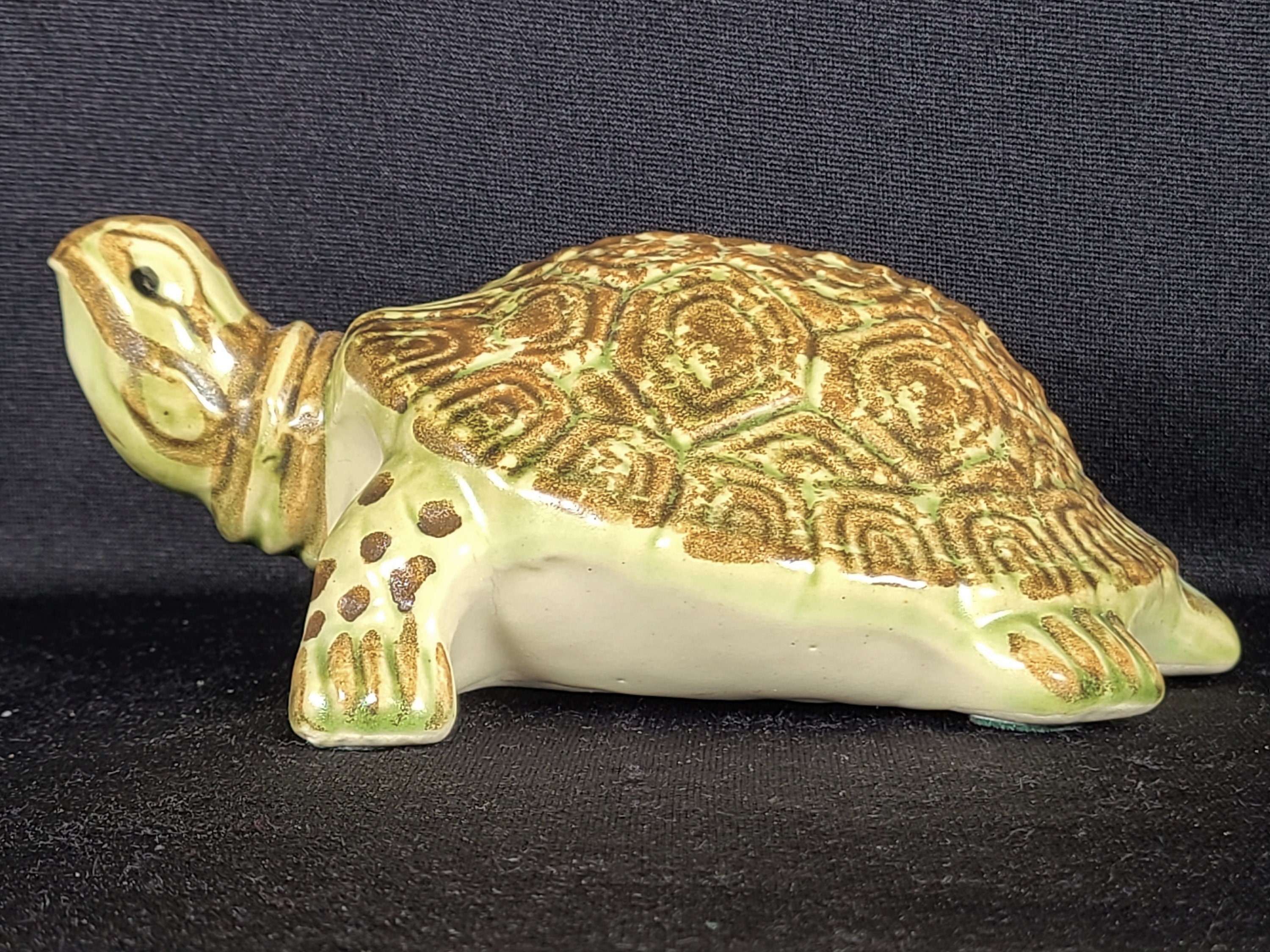 Brush Mccoy Turtle Figurine, Vintage Green and Brown Glazed Pottery ...
