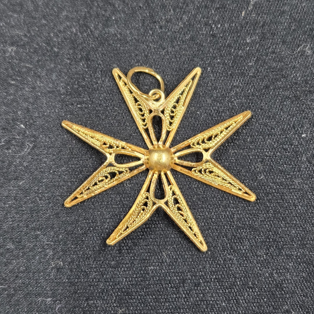 Antique 18k Gold Filigree Maltese Cross Pendant - Etsy