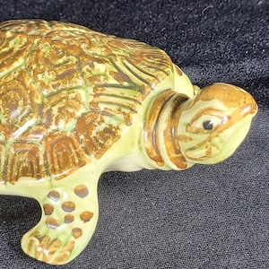 Brush Mccoy Turtle Figurine, Vintage Green and Brown Glazed Pottery ...