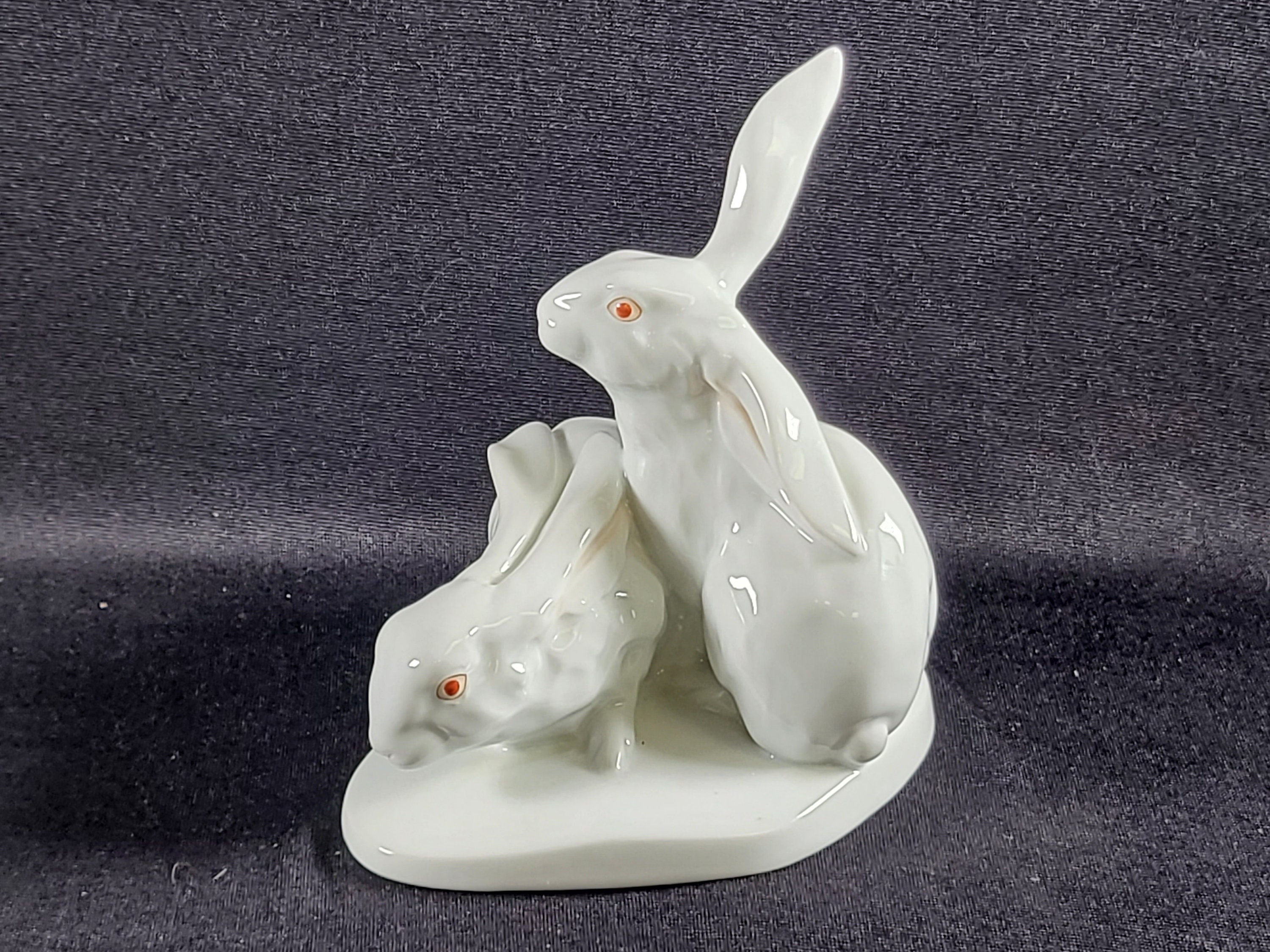 Herend Two Rabbits Figurine Vintage Bunnies 5332 in White - Etsy