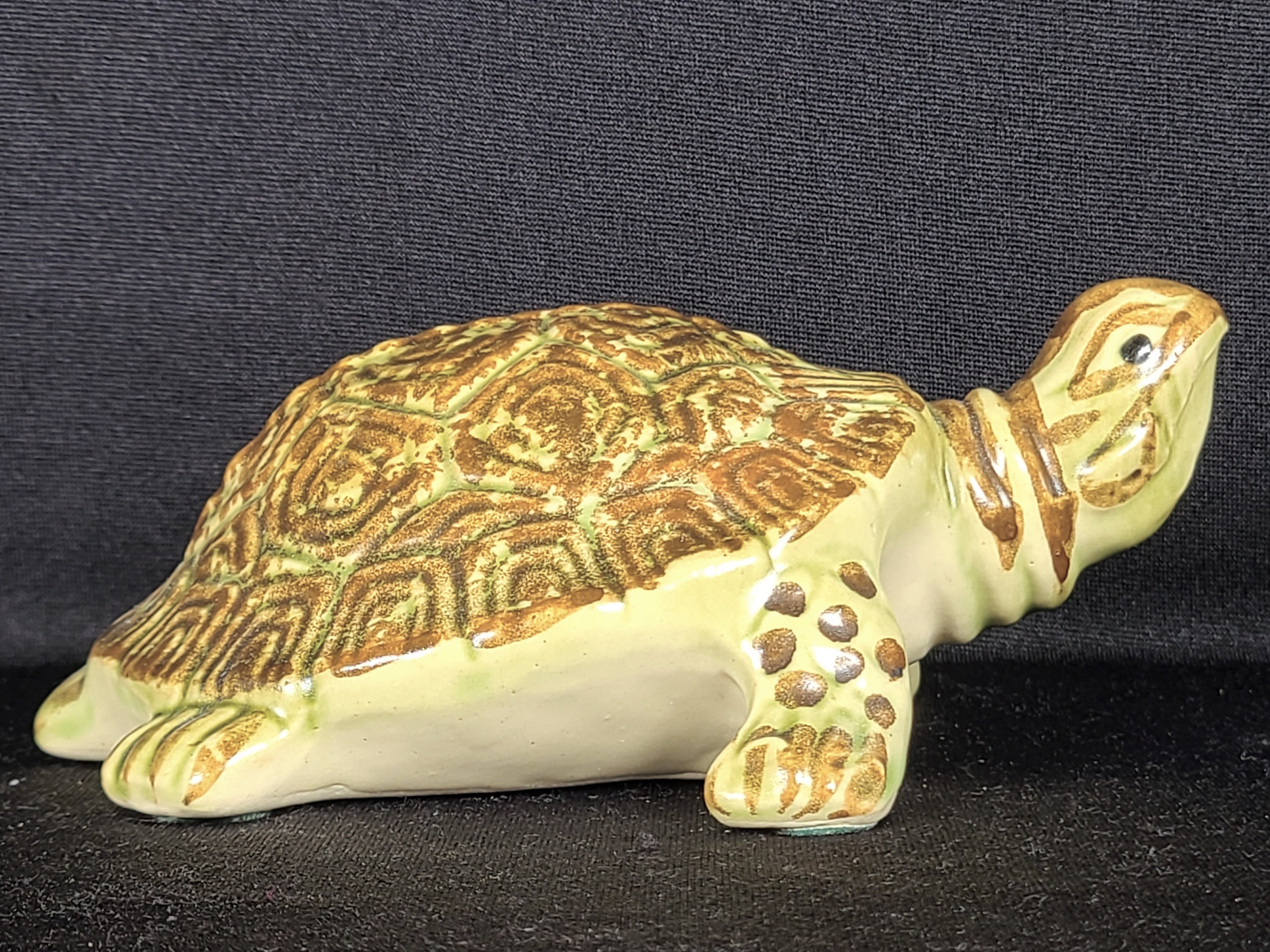 Brush Mccoy Turtle Figurine, Vintage Green and Brown Glazed Pottery ...