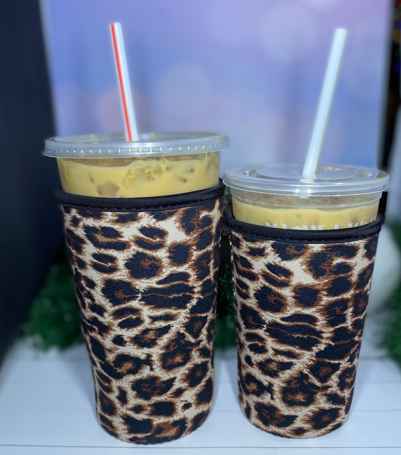 Personalized Iced Coffee holder Leopard Print Iced Coffee | Etsy