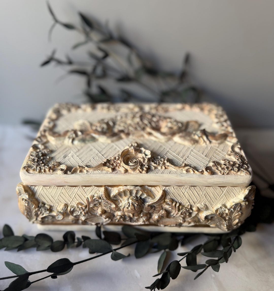 Vintage Cherub Trinket Box: Hand-painted Baroque Jewelry Box - Etsy