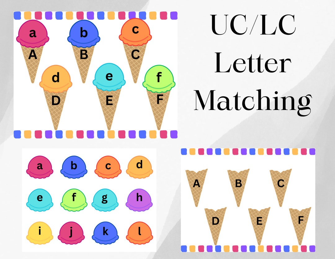 Ice Cream Uppercase/lowercase Letter Matching - Etsy