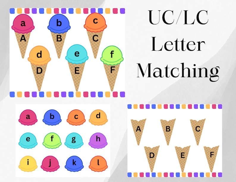 Ice Cream Uppercase/lowercase Letter Matching - Etsy