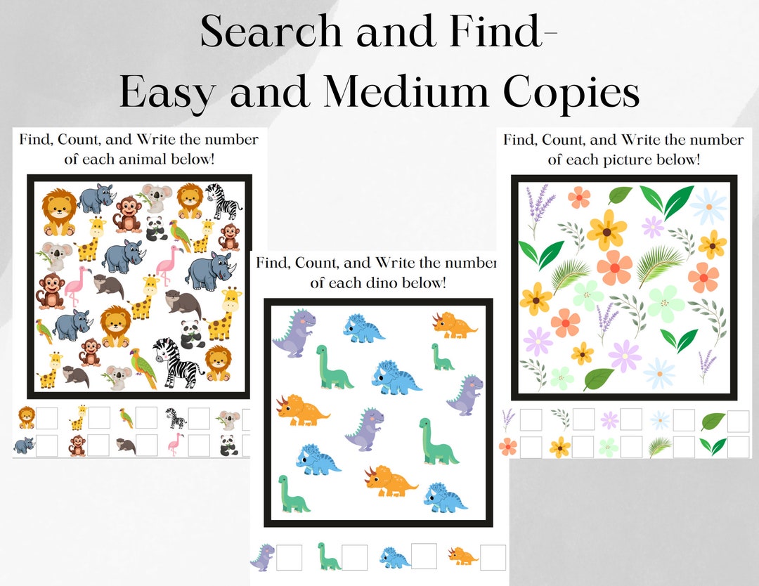 Easy and Medium Search and Find Worksheets Digital Download - Etsy