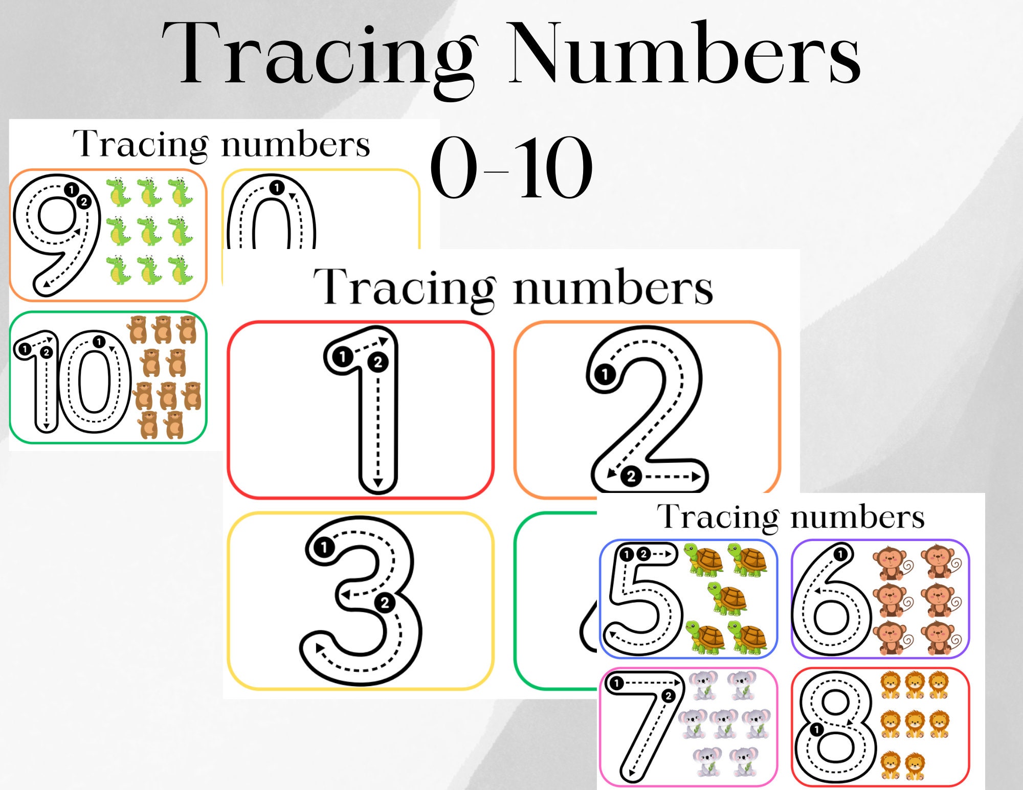 Tracing Numbers 0-10 Digital Download - Etsy