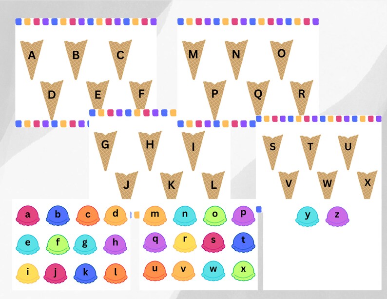 Ice Cream Uppercase/lowercase Letter Matching - Etsy