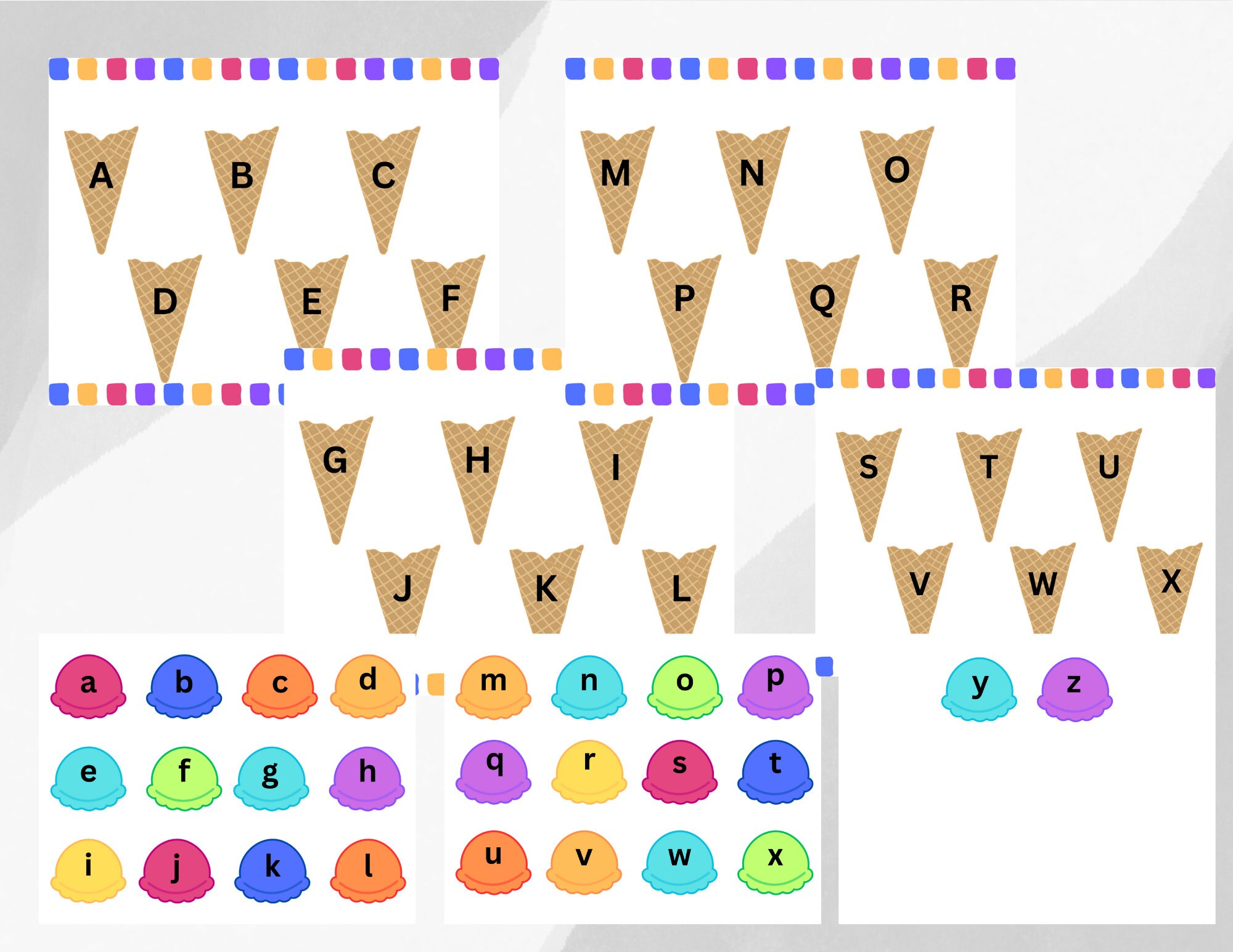 Ice Cream Uppercase/lowercase Letter Matching - Etsy