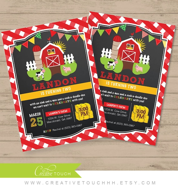 Farm Invitations Old McDonald Invitations Country Birthday Party ...